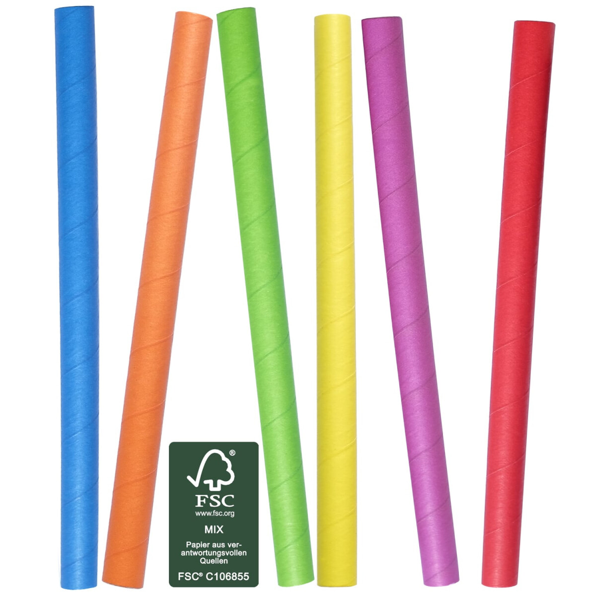 200 Einweg-Strohhalme bunt aus Papier 20cm lang FSC®, 10,99